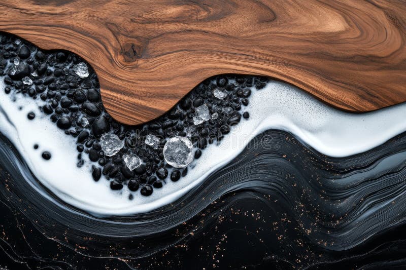 Top View of Beautiful Wooden Table Background with Epoxy Resin Stock ...