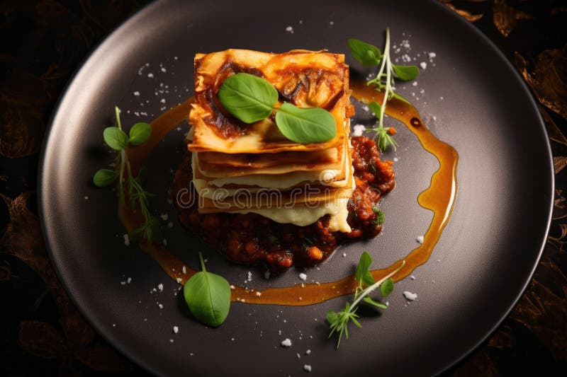 Top View of a Beautifully Plated Lasagna Slice Stock Photo - Image of ...