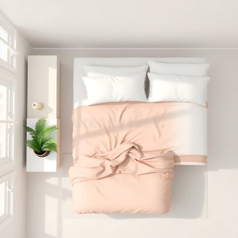 Top View of a Bed with Bed Side Table. Stock Illustration ...