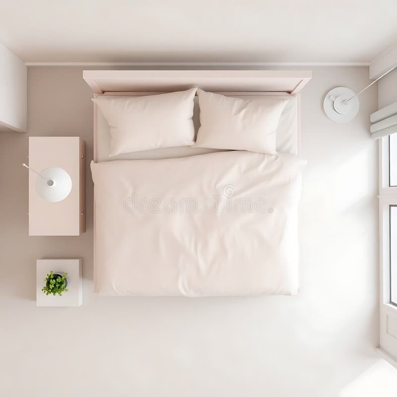 Top View of a Bed with Bed Side Table. Stock Illustration ...