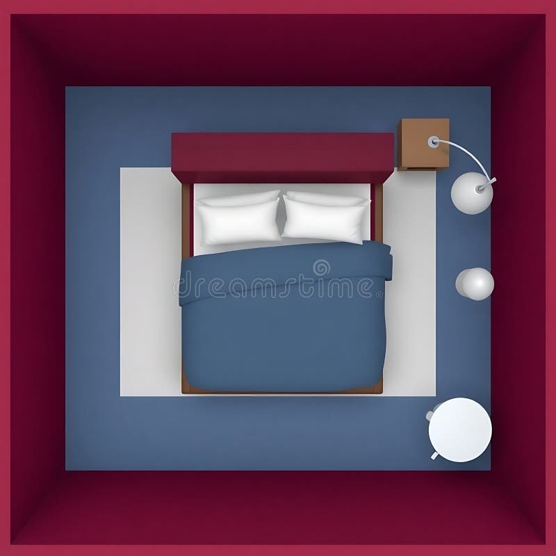 Top View of a Bed with Bed Side Table. Stock Illustration ...