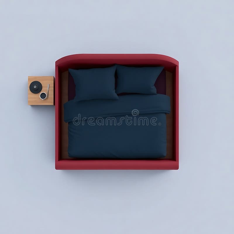 Top View of a Bed with Bed Side Table. Stock Illustration ...