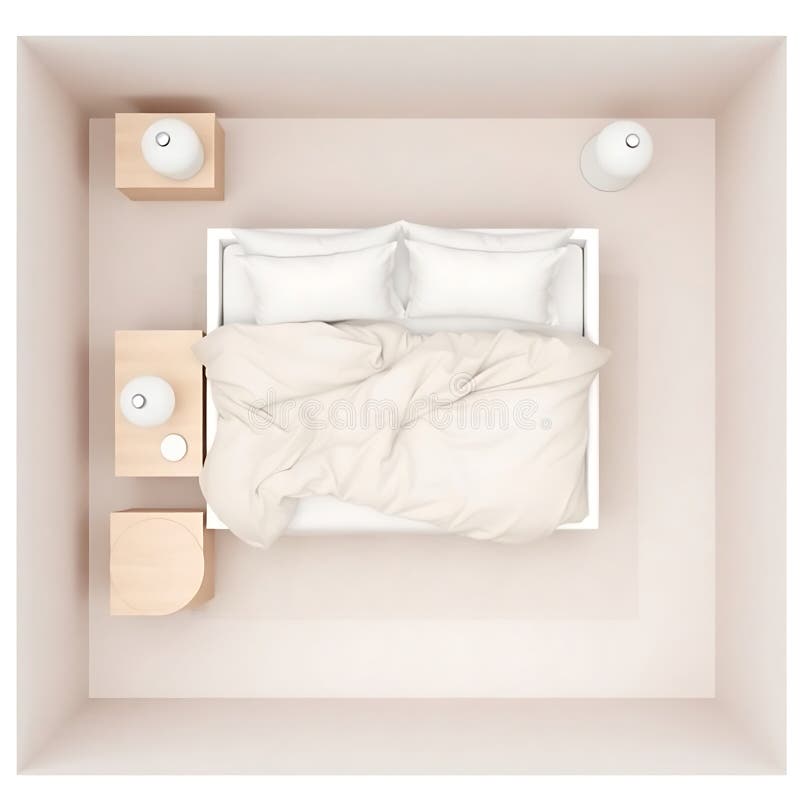 Top View of a Bed with Bed Side Table. Stock Illustration ...