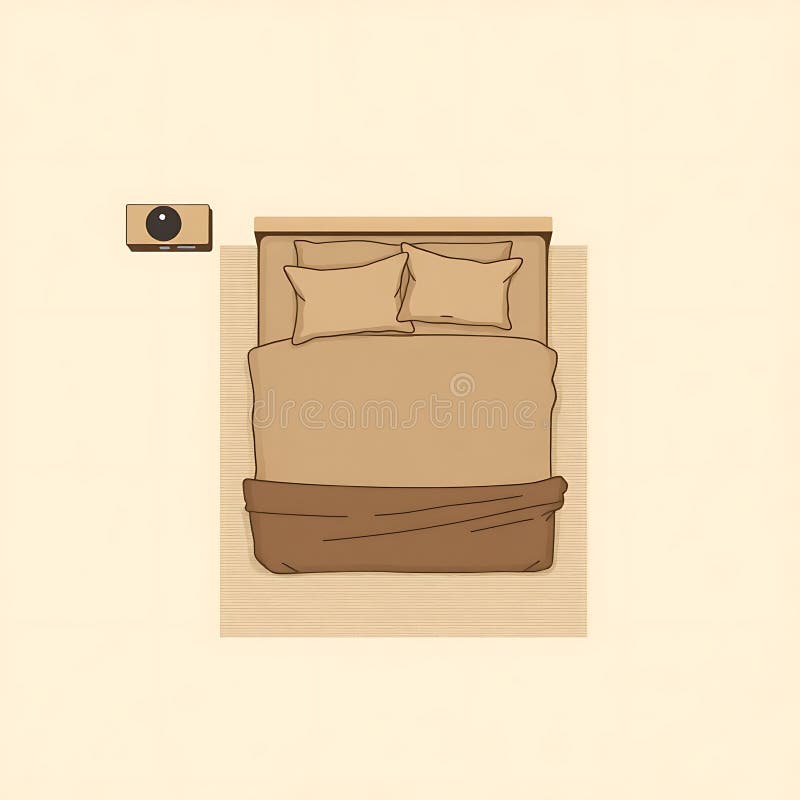 Top View of a Bed with Bed Side Table. Stock Illustration ...