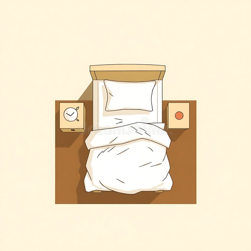 Top View of a Bed with Bed Side Table. Stock Illustration ...