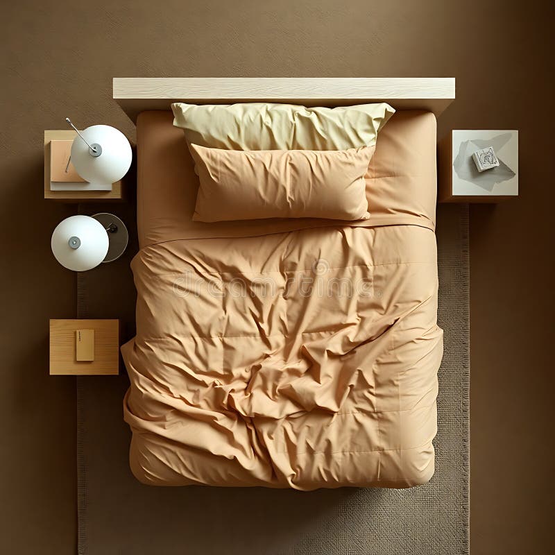 Top View of a Bed with Bed Side Table. Stock Illustration ...