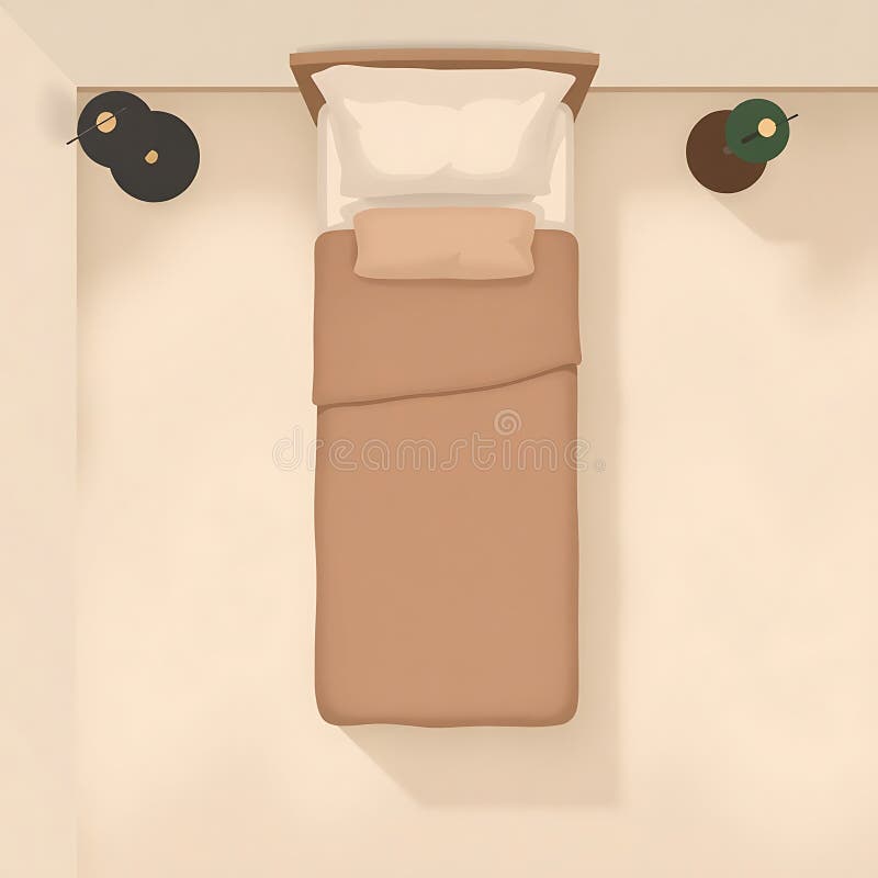 Top View of a Bed with Bed Side Table. Stock Illustration ...