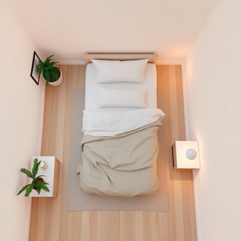 Top View of a Bed with Bed Side Table. Stock Illustration ...