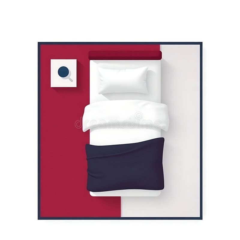 Top View of a Bed with Bed Side Table. Stock Illustration ...