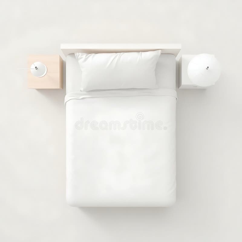 Top View of a Bed with Bed Side Table. Stock Illustration ...