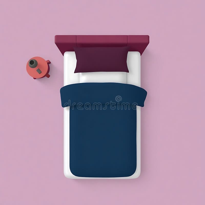 Top View of a Bed with Bed Side Table. Stock Illustration ...