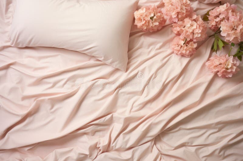 Top View of Bedding Sheets with Vacant Space - Flat Lay Arrangement AI ...