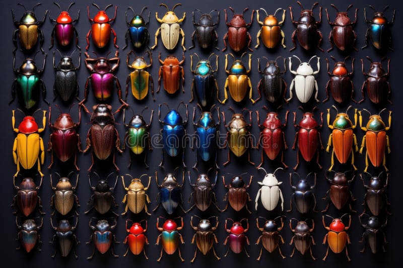 Top View of a Beetle Collection, Displaying Color Spectrum Stock ...