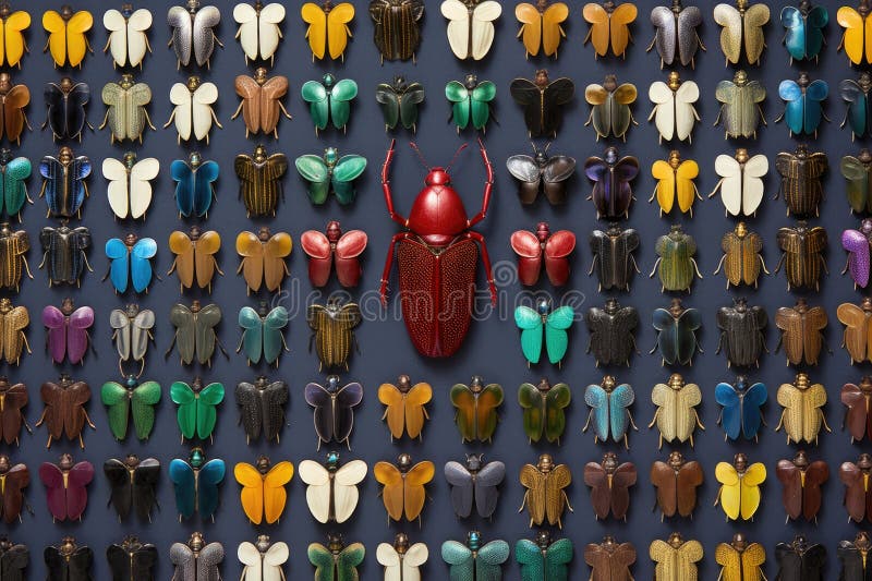 Top View of a Beetle Collection, Displaying Color Spectrum Stock ...