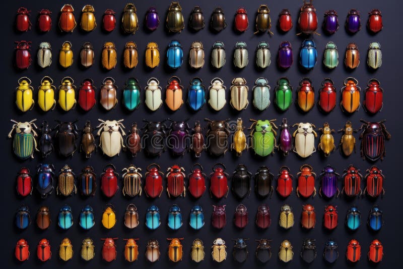 Top View of a Beetle Collection, Displaying Color Spectrum Stock ...