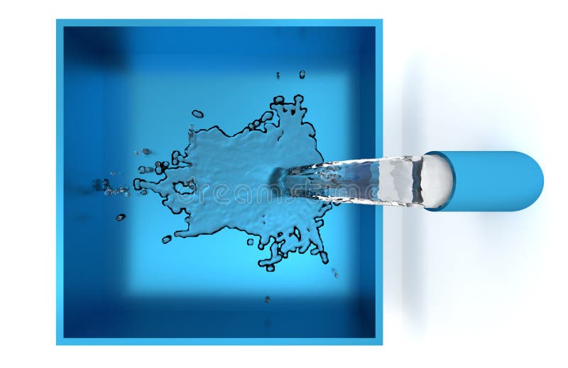 Top View of Beginning of a Blue Square Bowl Fill Up with Water Stock ...