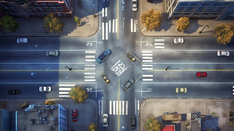 Top View of Big City Street Crossing Stock Image - Image of skyscraper ...