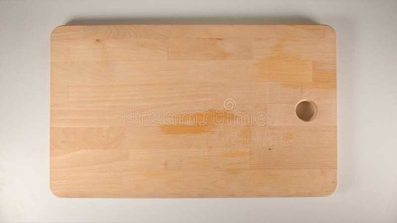TOP VIEW: Big Cutting Board on a White Background Stock Photo - Image ...