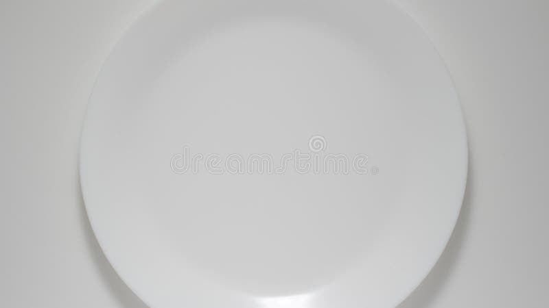 TOP VIEW: Big Empty White Dish on a White Table Stock Photo - Image of ...