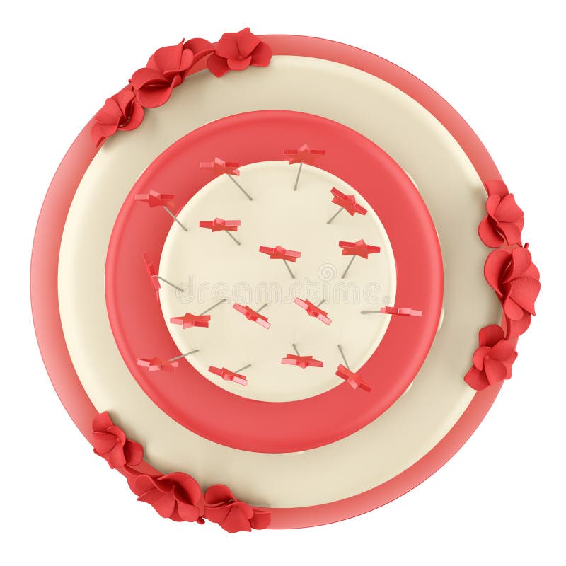 Top View of Big Round Red and Yellow Cake Isolated on White Stock ...