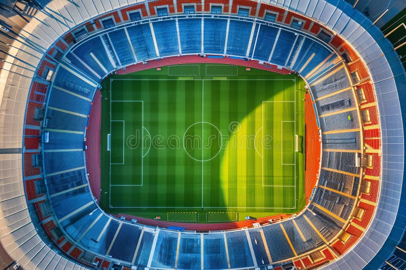 Top View of Big Soccer Stadium Stock Illustration - Illustration of ...
