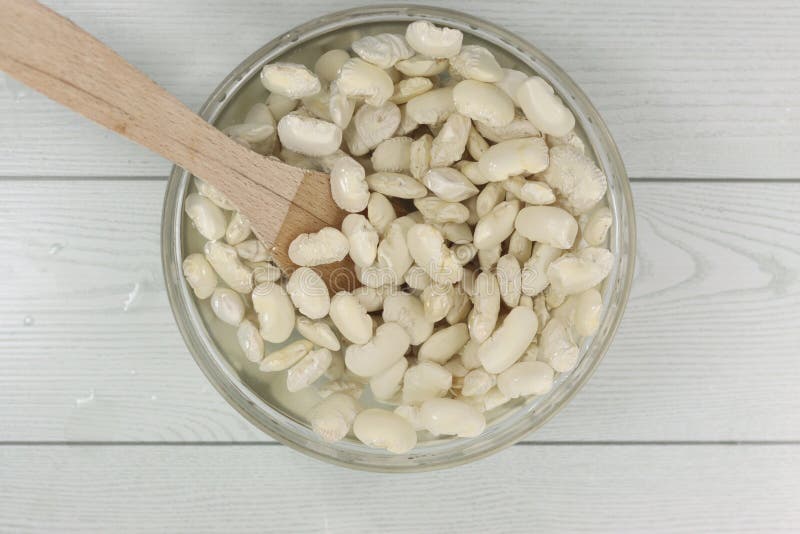 Top View of Big White Beans Soaking in a Bowl Stock Image - Image of ...