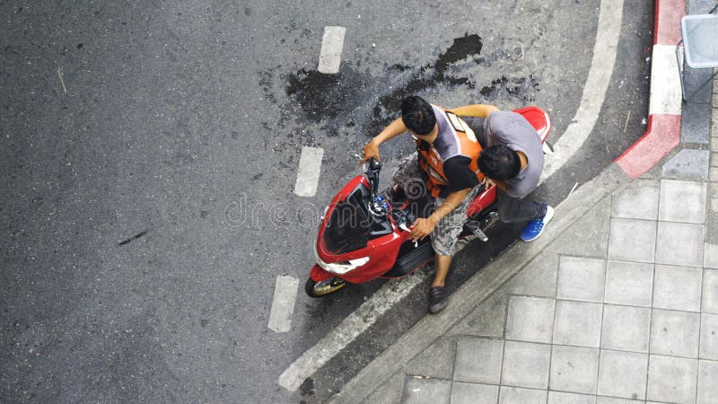 Top View of Biker and People Sit on the Motorcycle Editorial Stock ...