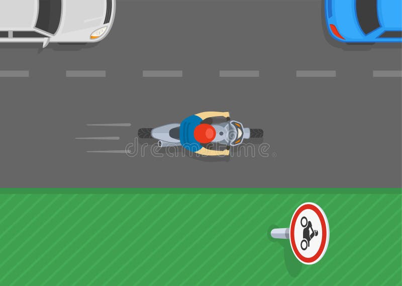 Top View of a Biker Riding on No Motorcycle Sign Area. Stock Vector ...