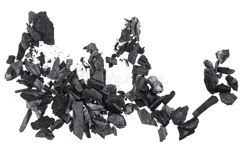 Top View of Black Charcoal Pieces Isolated on White Background Stock ...