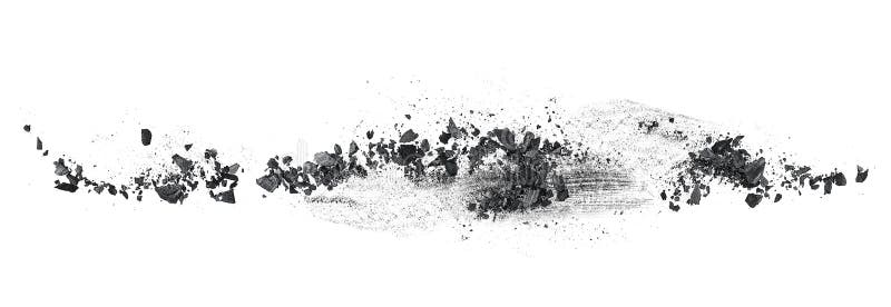 Top View of Black Coal Dust with Fragments Isolated on White Background ...