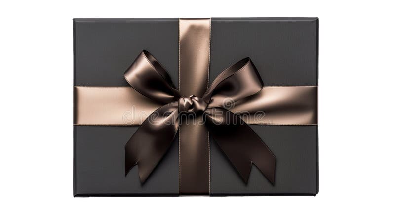 Top View of a Black and Gold Gift Box with a Satin Ribbon Bow Stock ...