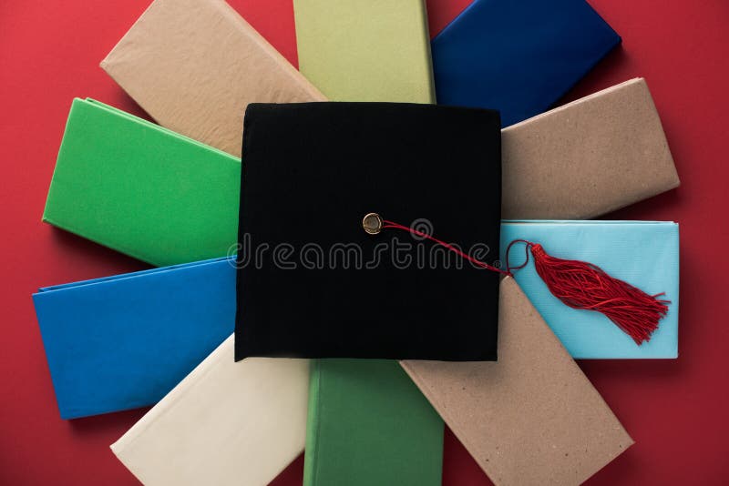 Top View of Black Graduation Cap Stock Image - Image of graduation ...