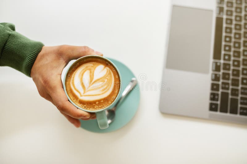 Top View of Black Guy Drinking Coffee at Cafe Stock Photo - Image of ...