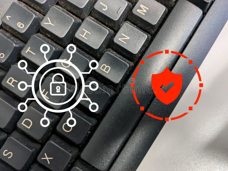 Top View Black Keyboard and System Security Icon Stock Image - Image of ...