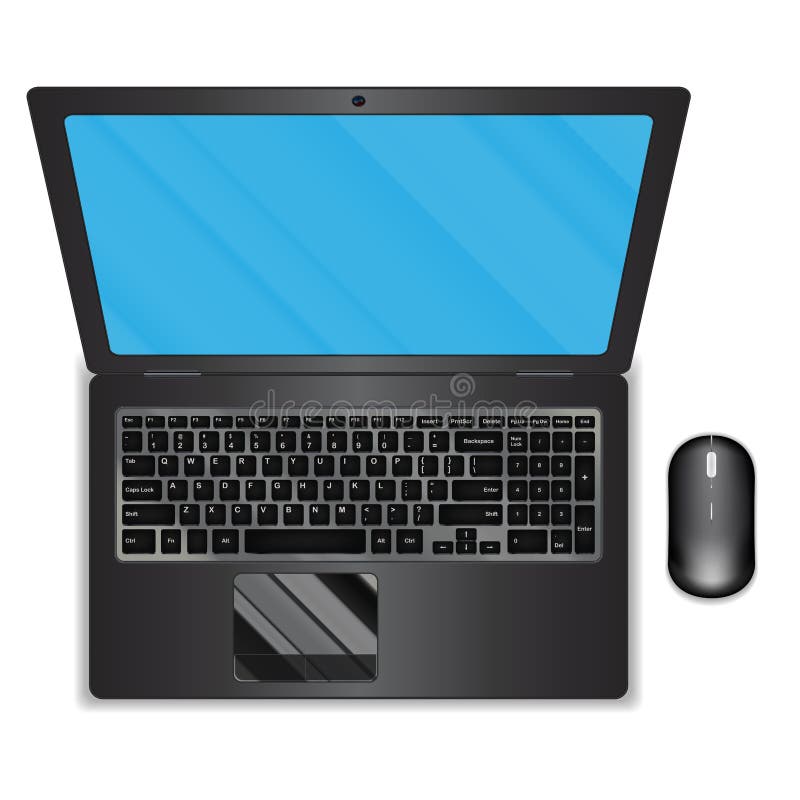 Top View of Black Laptop and Mouse Stock Vector - Illustration of ...