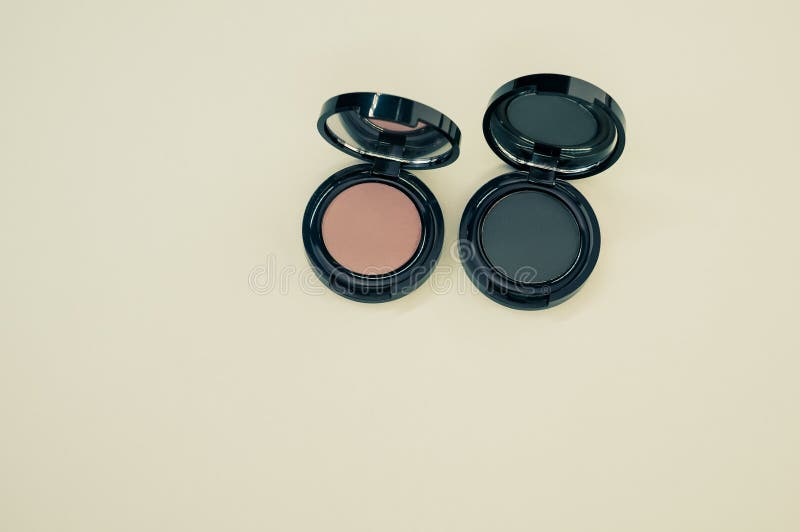 Top View of Black and Light Pink Single Eyeshadow Palettes with Mirrors ...