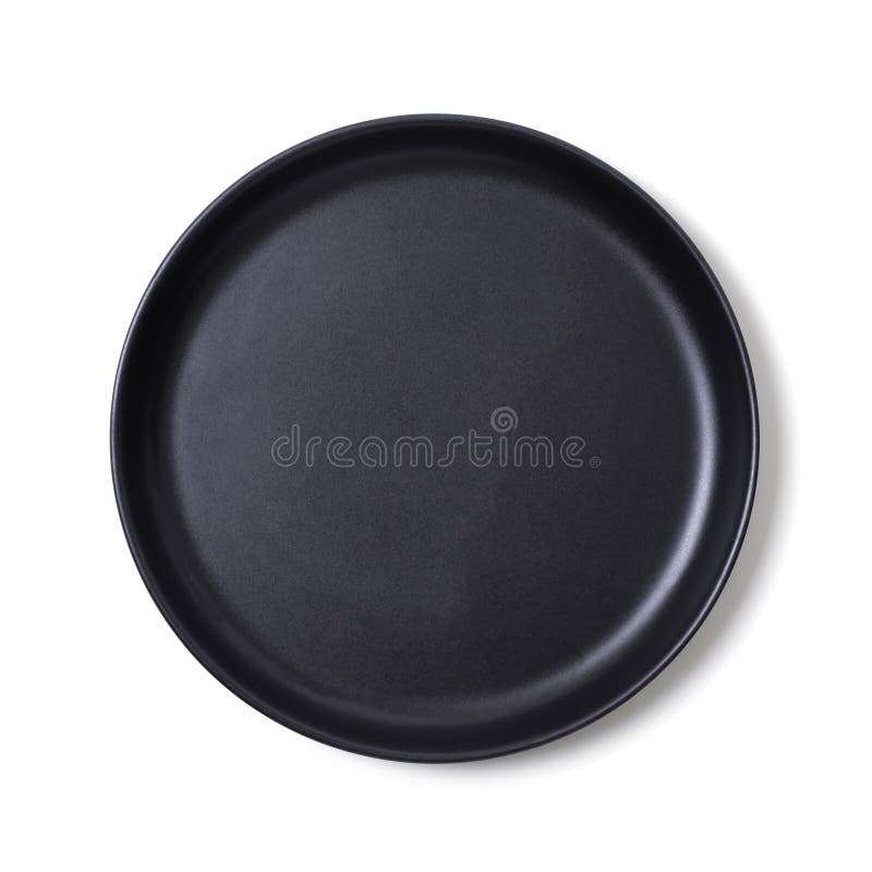 Top View of Black Plate, Empty Dish Isolated on White Background Stock ...