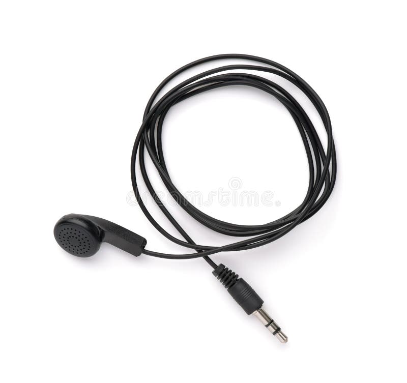 Top View of Black Single Ear Earbud Headphone Stock Image - Image of ...