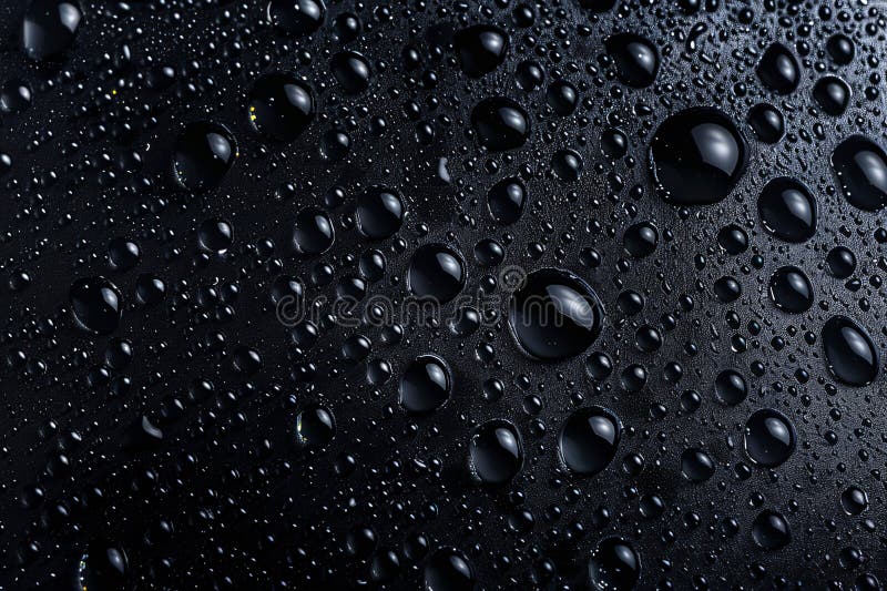 Top View of Black Water Drops on a Condensate Surface Abstract ...