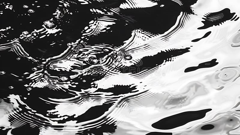 Top View of Black and White Abstract Pattern in Water with Ripples ...