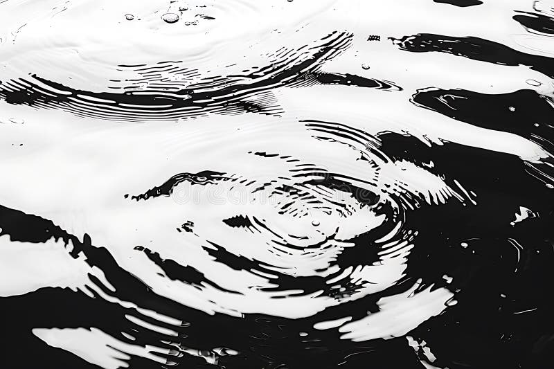 Top View of Black and White Abstract Pattern in Water with Ripples ...