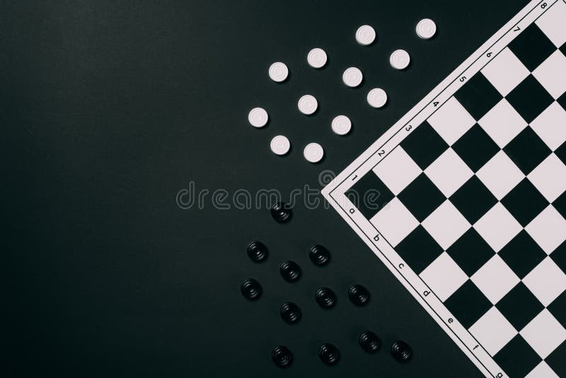 Top View of Black and White Checkers and Checkerboard Stock Image ...