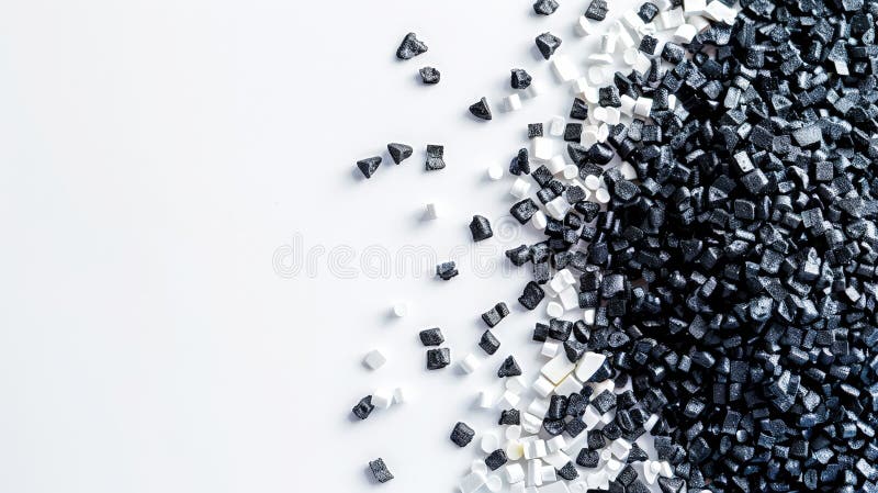 Top View of Black and White Polymer Masterbatch Granules, Light ...
