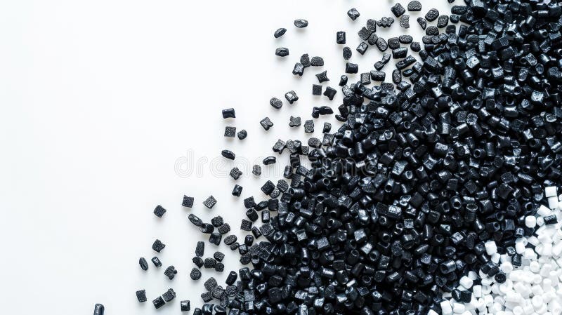 Top View of Black and White Polymer Masterbatch Granules, Light ...