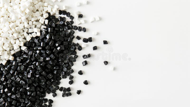 Top View of Black and White Polymer Masterbatch Granules, Light ...
