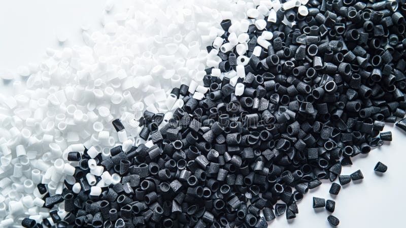 Top View of Black and White Polymer Masterbatch Granules, Light ...