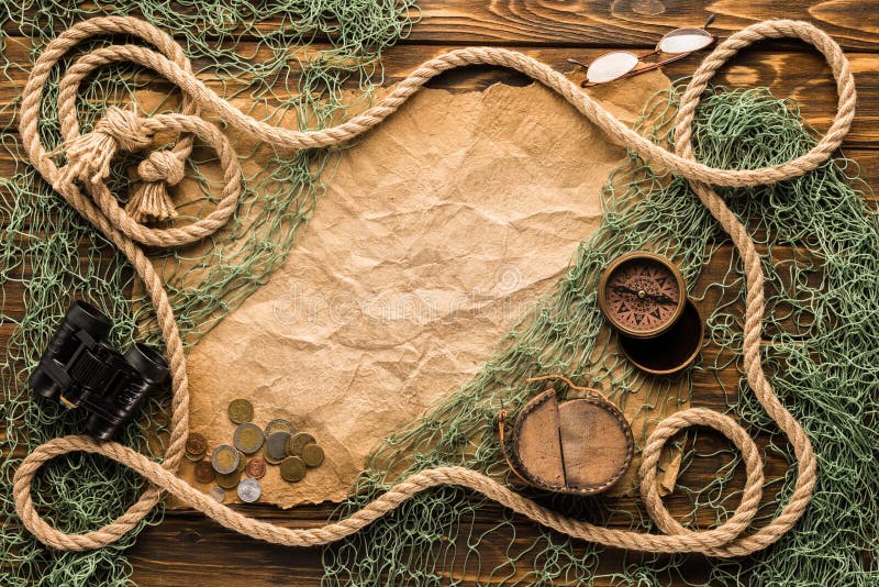 Top View of Blank Crumpled Paper with Various Exploration Attributes ...