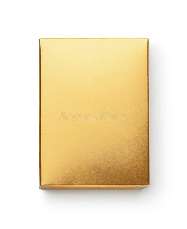 Top View of Blank Golden Paper Box Stock Image - Image of mockup ...