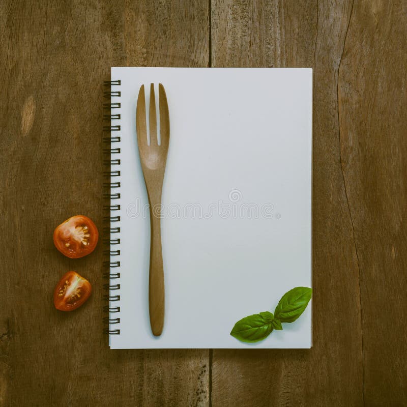 Top View of a Blank Kitchen Notebook on the Wooden Table Stock Image ...