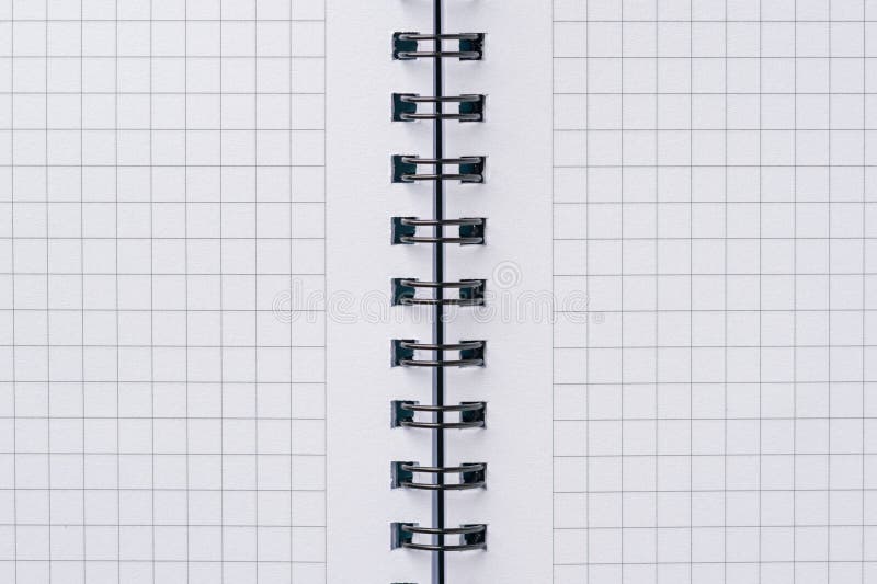 Top View of Blank Notebook Page with Black Spiral and Squares Stock ...